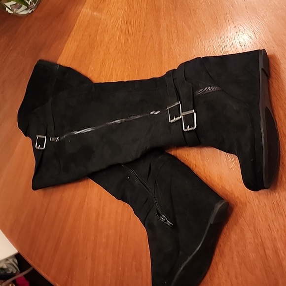 JustFab | Shoes | Justfab Black Vegan Suede Boots So Sexy Like New ...